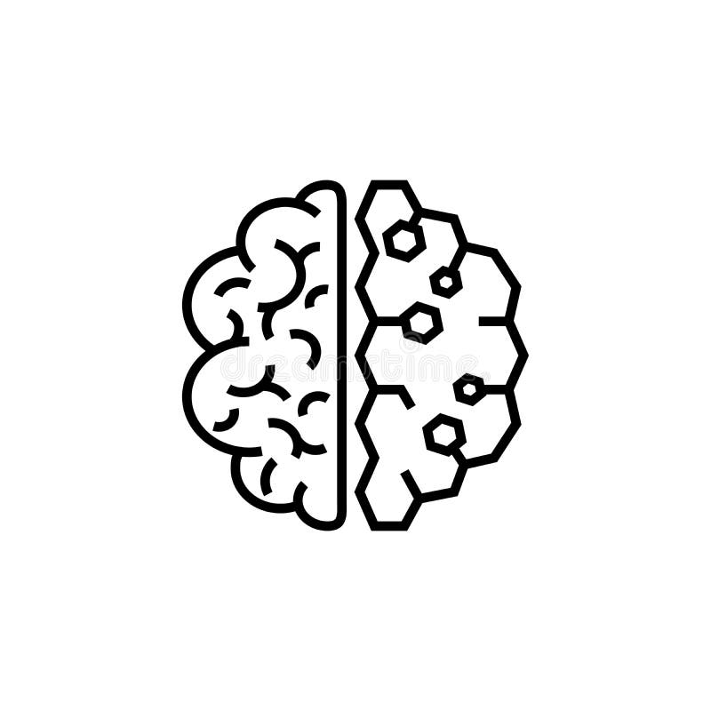 Brain Icon. Two Half Different Part of Bain. Simple Brain Flat Design ...