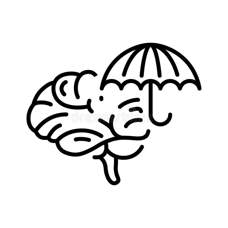 Brain Icon with an Umbrella, Representing Protection and Security ...