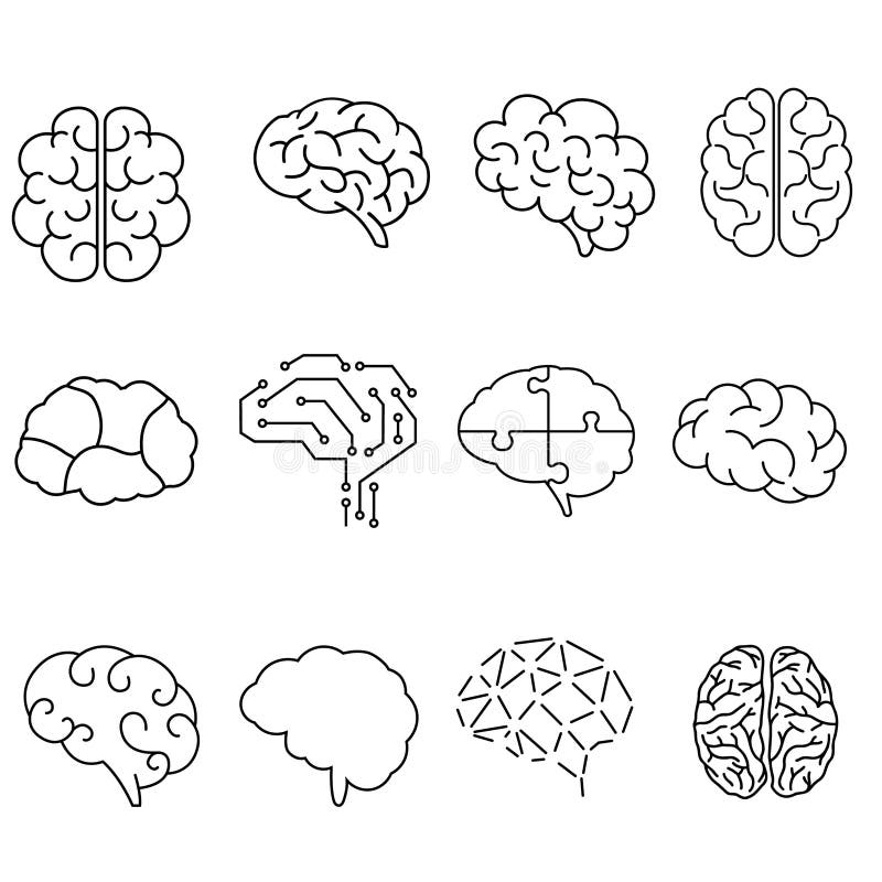 Brain Icon Vector Set. Think Illustration Sign Collection. Creative ...