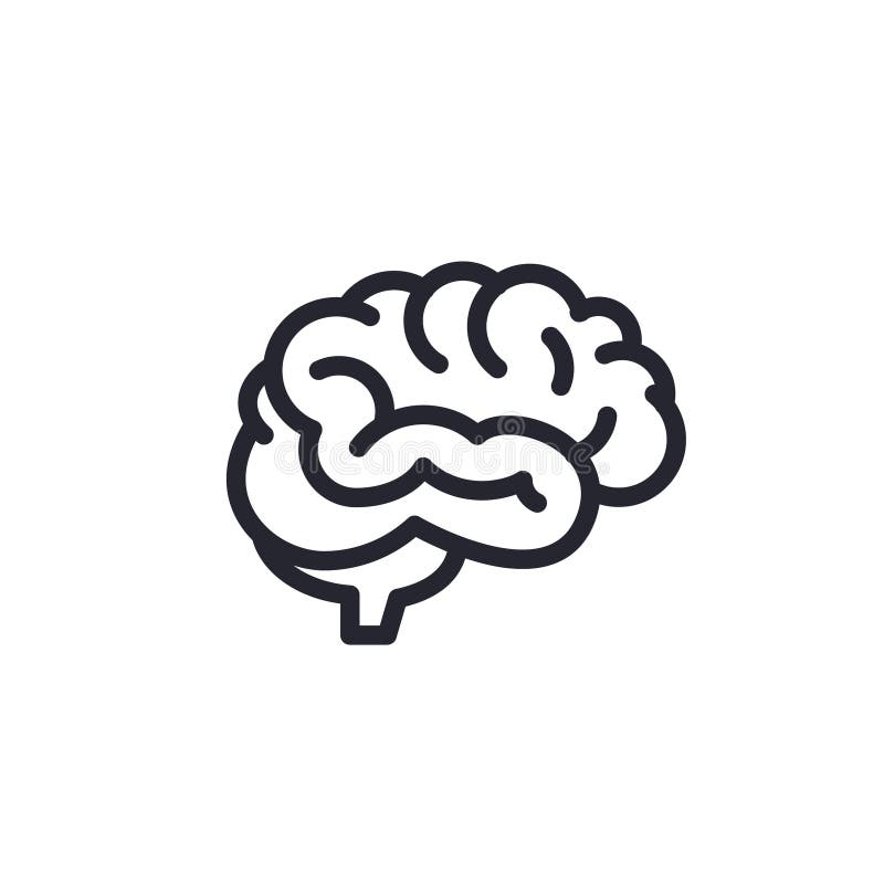 Brain Icon, Vector Thin Line Illustration Symbol Graphic Element for ...