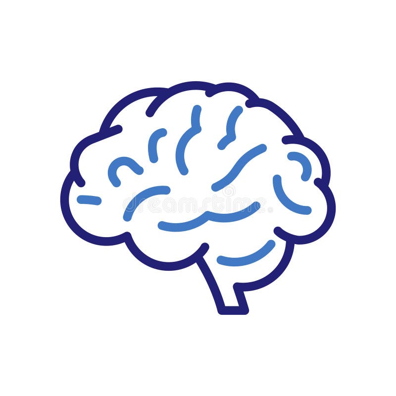 Brain Icon, Vector Thin Line Illustration Symbol Graphic Element for ...