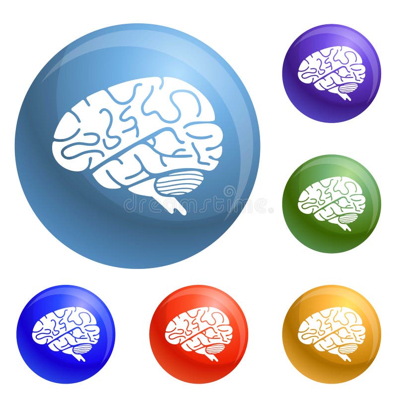 Brain icons set vector stock vector. Illustration of intelligence ...
