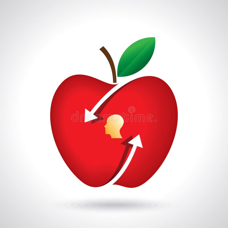 Brain idea with apple stock vector. Illustration of filament - 43003233