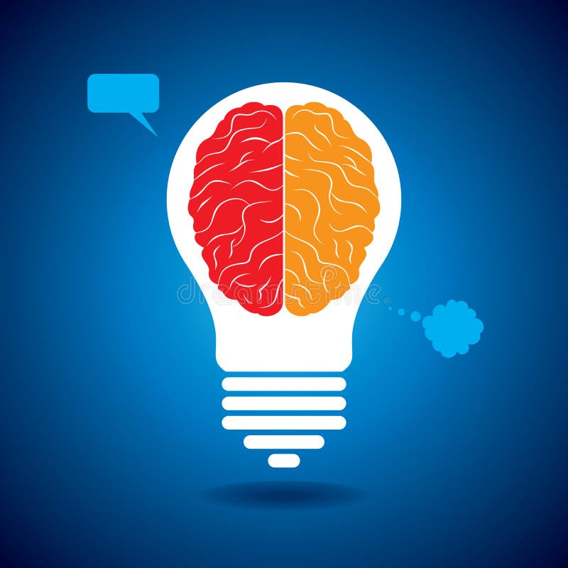 Brain idea with apple stock vector. Illustration of filament - 43003233