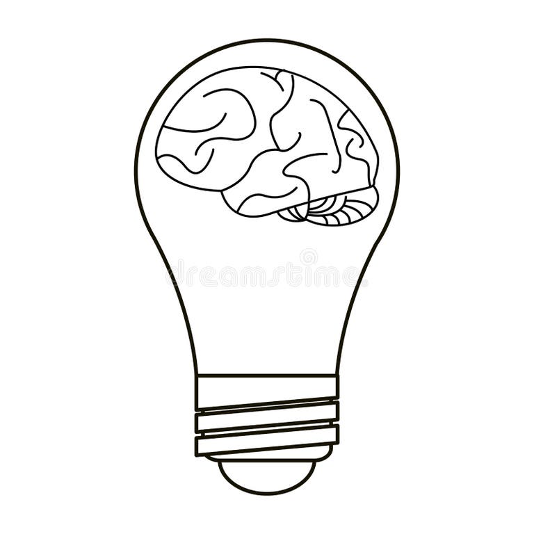Brain Idea Bulb Concept Outline Stock Vector - Illustration of concept ...