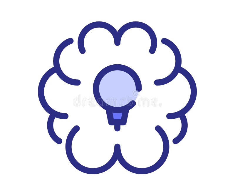 Brain Idea Bulb Single Isolated Icon with Dashed Line Style and Purple ...