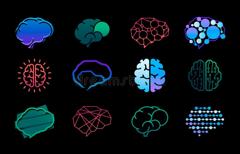 Brain Idea Logo. Creative Intelligence Concept with Human Head Stock ...