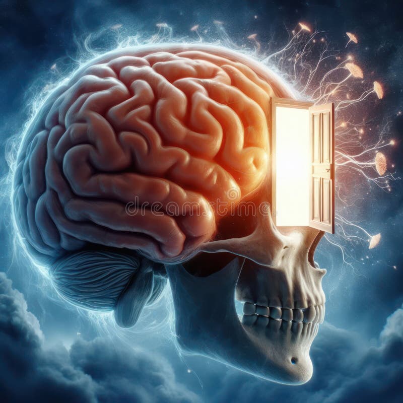 Brain , Idea and Open Your Mind Concept. Stock Illustration ...