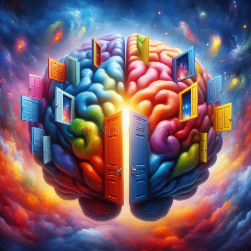 Brain , Idea and Open Your Mind Concept. Stock Illustration ...