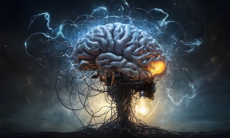 Brain Illumination in a Light Bulb AI Generated Stock Image - Image of ...