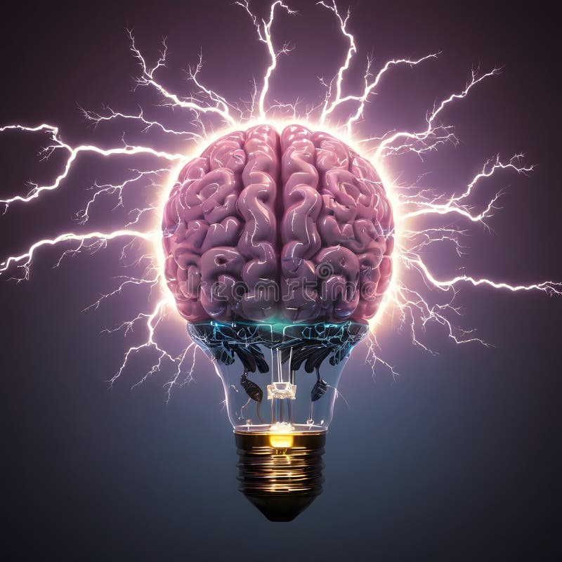 Brain Illumination in a Light Bulb AI Generated Stock Image - Image of ...