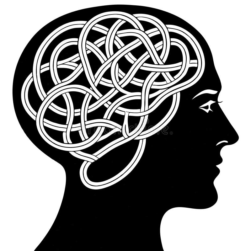 Brain Illustration with Intricate Looping Patterns for Creative Designs ...