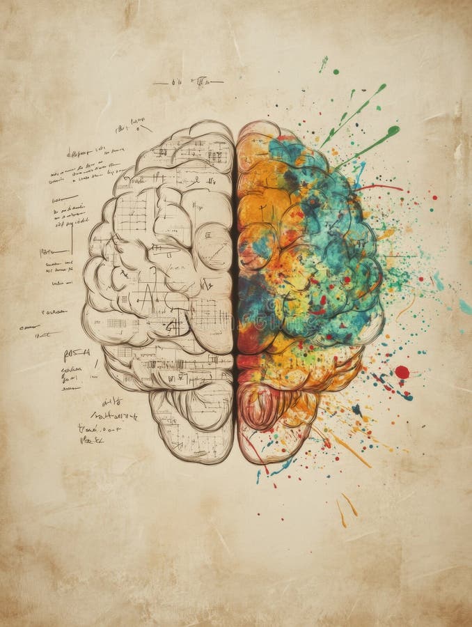 A Brain Illustration Shows the Contrast between Logical and Imaginative ...