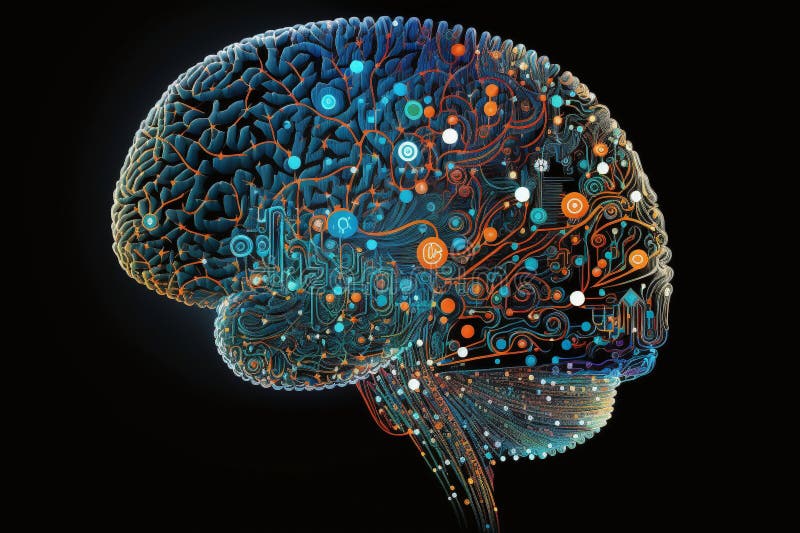 Brain Implanted with Artificial Inteligence Microchips. Ai Brain. Human ...