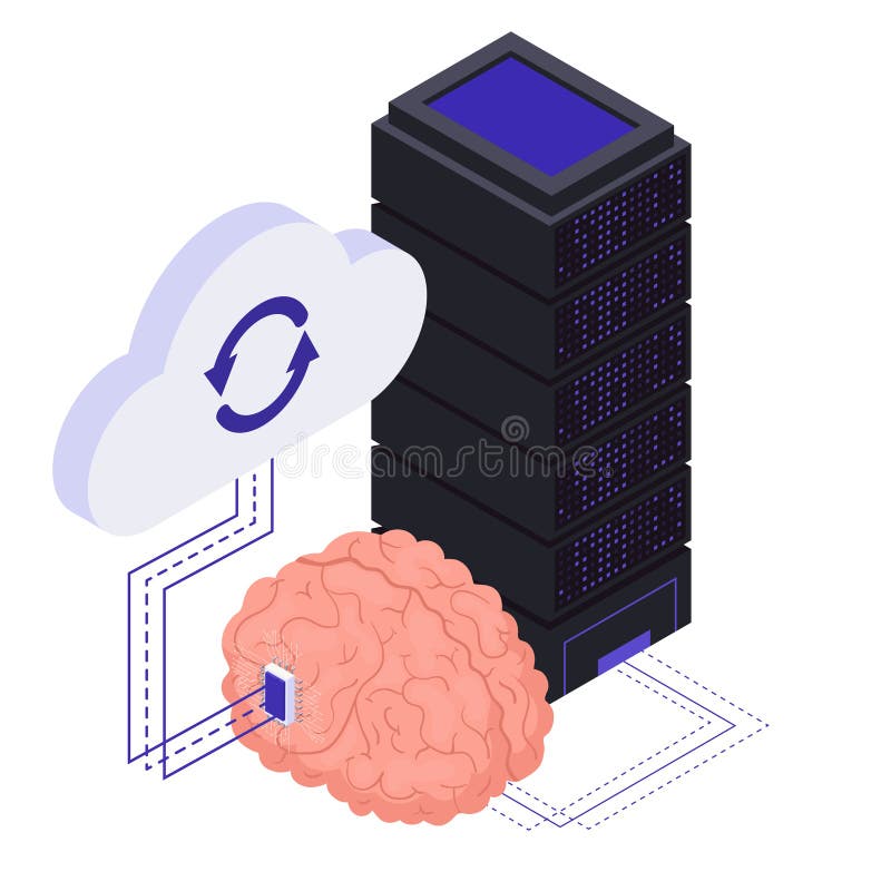 Vector Brain Interfacing with Computer CPU Stock Vector - Illustration of processing, biology ...