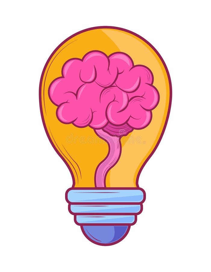 Brain inside bulb stock vector. Illustration of creative - 240499457