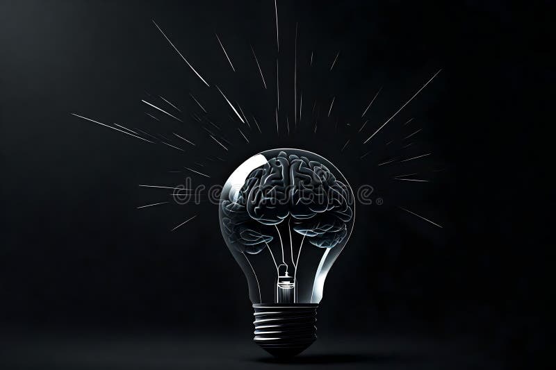 Brain Inside Bulb, Simple Abstract Black Crystal HD Background. Stock ...
