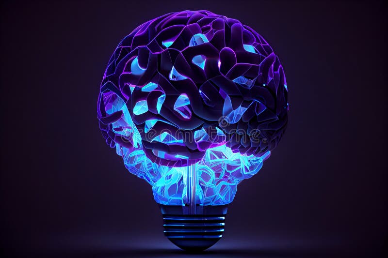 Brain Inside the Electric Light Bulb Created with Generative Ai Stock ...
