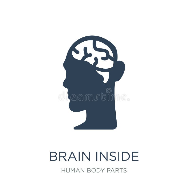 Male Head Side View with Brains Icon in Trendy Design Style. Male Head ...