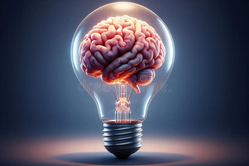 A Brain is Inside Light Bulb Stock Image - Image of technology, genius ...