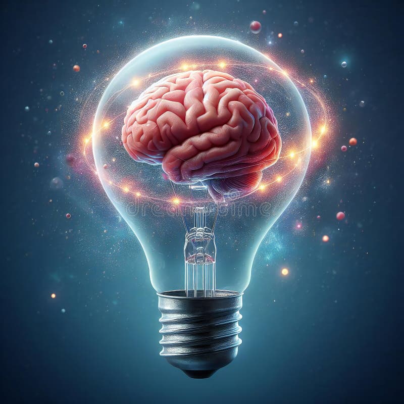 A Brain is Inside Light Bulb Stock Image - Image of inspiration ...