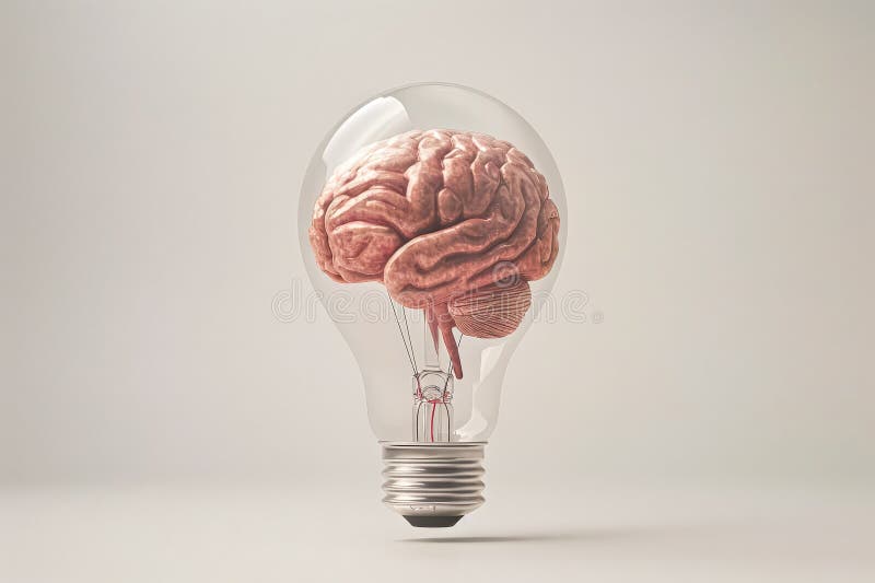 A Brain is Inside a Light Bulb. Stock Photo - Image of mind, invention ...