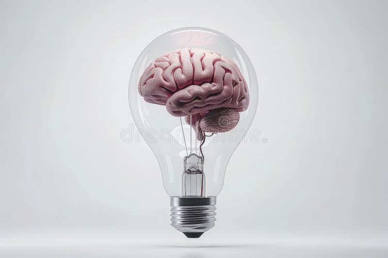 A Brain is Inside a Light Bulb. Stock Image - Image of brain, invention ...