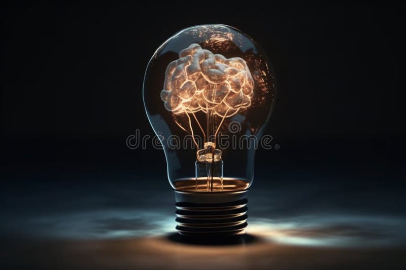 The Brain Inside Light Bulb for Education or Sci Content Stock ...