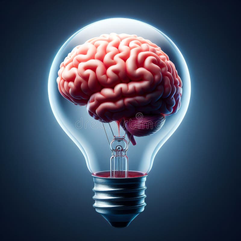 Brain is Inside a Light Bulb Stock Image - Image of head, design: 346000059