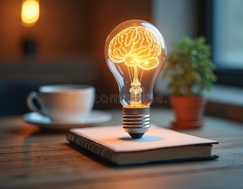 Brain Inside Light Bulb on Notepad Idea, Mind, Intelligence, Education ...
