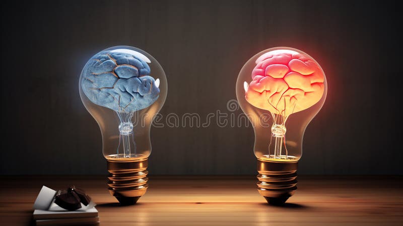Brain Inside of Light Bulb on Pastal Gradient Background Stock Photo ...