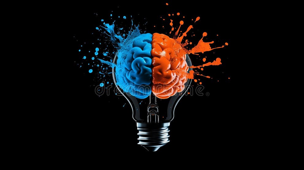 Brain Inside Light Bulb with Splashes Representing Innovation Stock ...