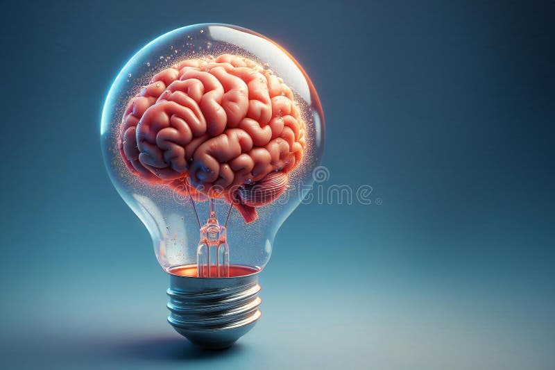 A Brain is Inside Light Bulb Stock Image - Image of brain, creativity ...