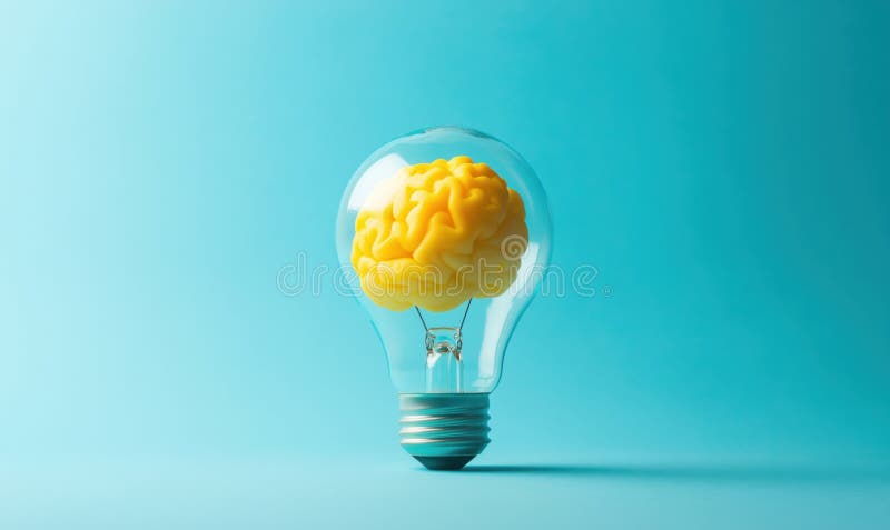 Brain Inside Light Bulb Symbolizing Creativity and Innovation, Bright ...