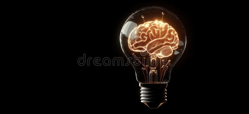 Brain Inside Light Bulb Symbolizing Creativity, Innovation, and ...