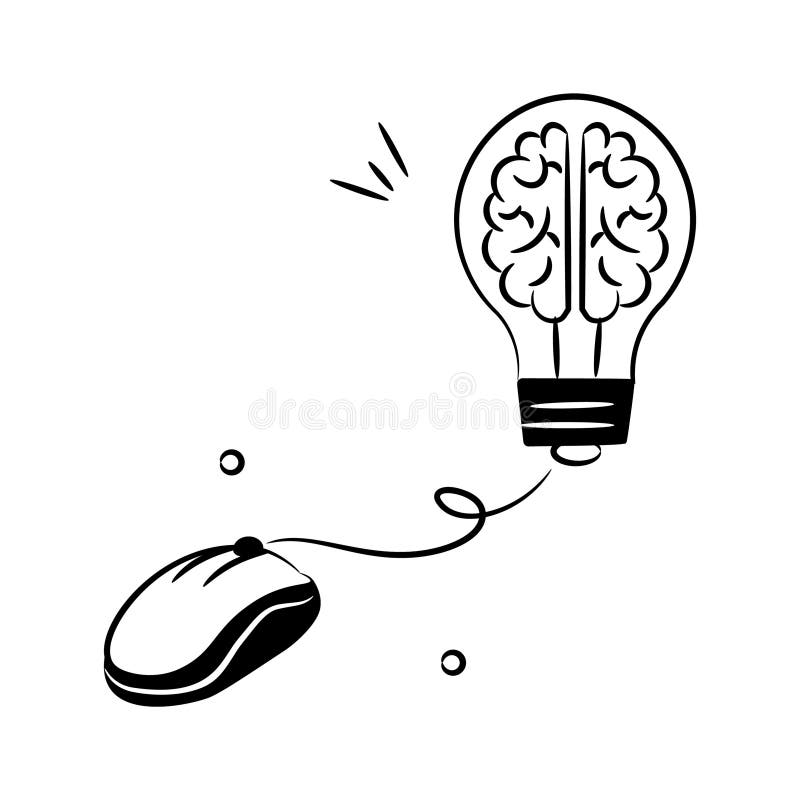 Brain Inside Lightbulb with Mouse Showing Innovative Thinking Modern ...