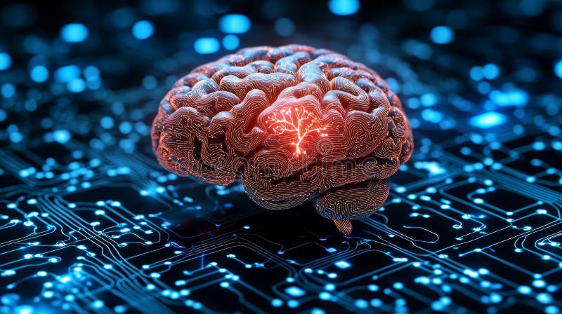 Brain Integration with AI Technology in Professional Context Stock ...