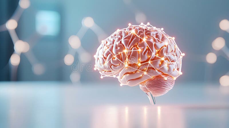 Brain Interconnected with Radiant Figures Stock Illustration ...