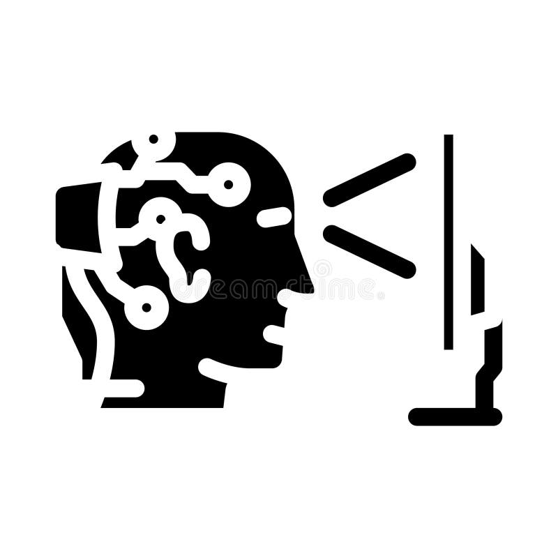 Brain Interface Device Future Technology Glyph Icon Vector Illustration ...