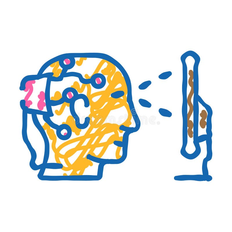 Brain Interface Device Future Technology Icon Doodle Illustration Stock ...