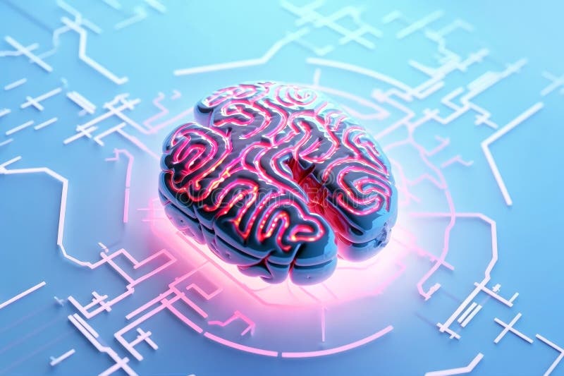 A Brain Interfaced with a Computer Microchip.the Future of Neural Tech ...