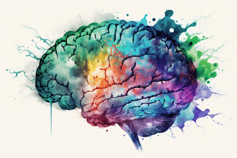 Brain - IQ Color Splash Graphic Wallpaper Stock Illustration ...