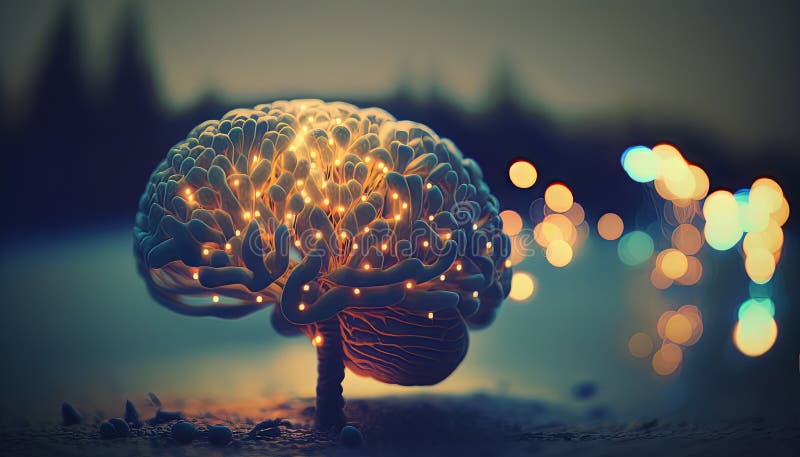 Glowing Brain of Knowledge and Information. Memory and Thinking ...