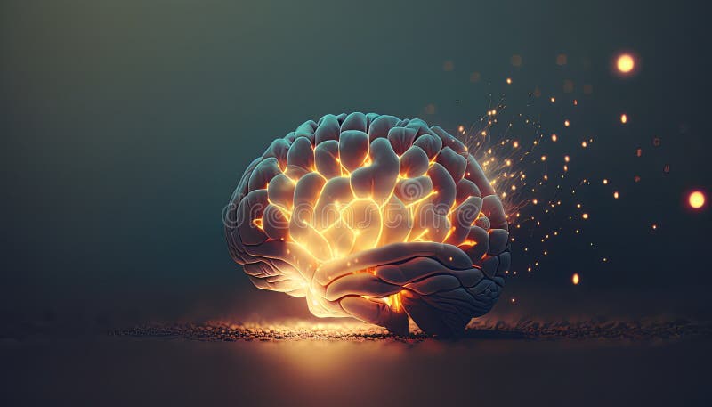 Glowing Brain of Knowledge and Information. Memory and Thinking ...