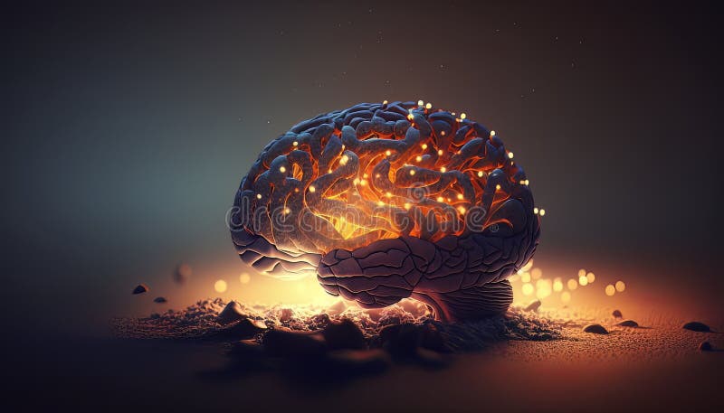 Glowing Brain with Neurons of Knowledge and Information. Memory and ...