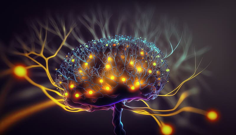 Glowing Brain Connection of Knowledge and Information. Memory and ...