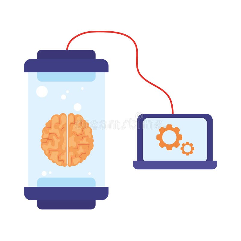 Brain in a Jar Representing Science Research Stock Vector ...
