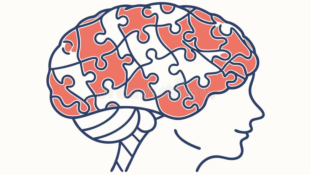 Brain with Jigsaw Puzzle Pieces for Mind, Vector Design Generative AI ...