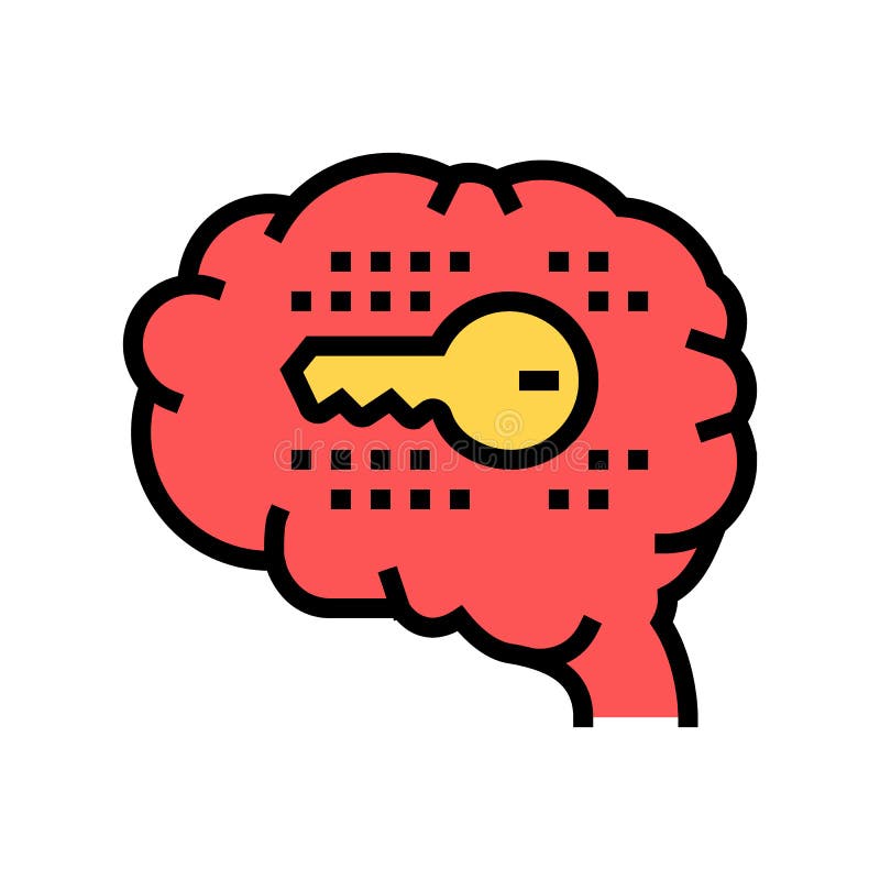 Brain with Key Color Icon Vector Illustration Stock Illustration ...