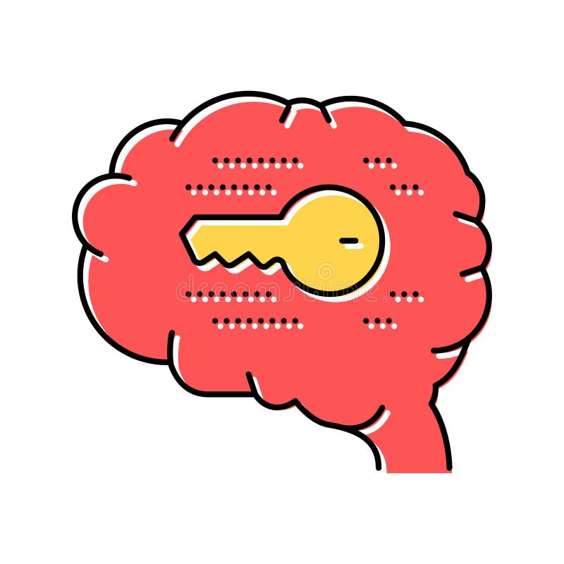 Brain with Key Color Icon Vector Illustration Stock Vector ...